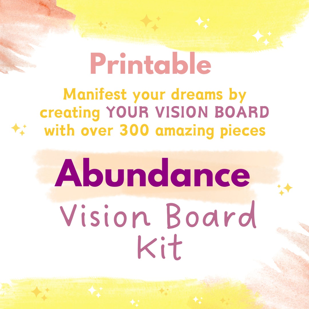 ABUNDANCE Vision Board Kit, Printable PDF Vision Board Positive ...