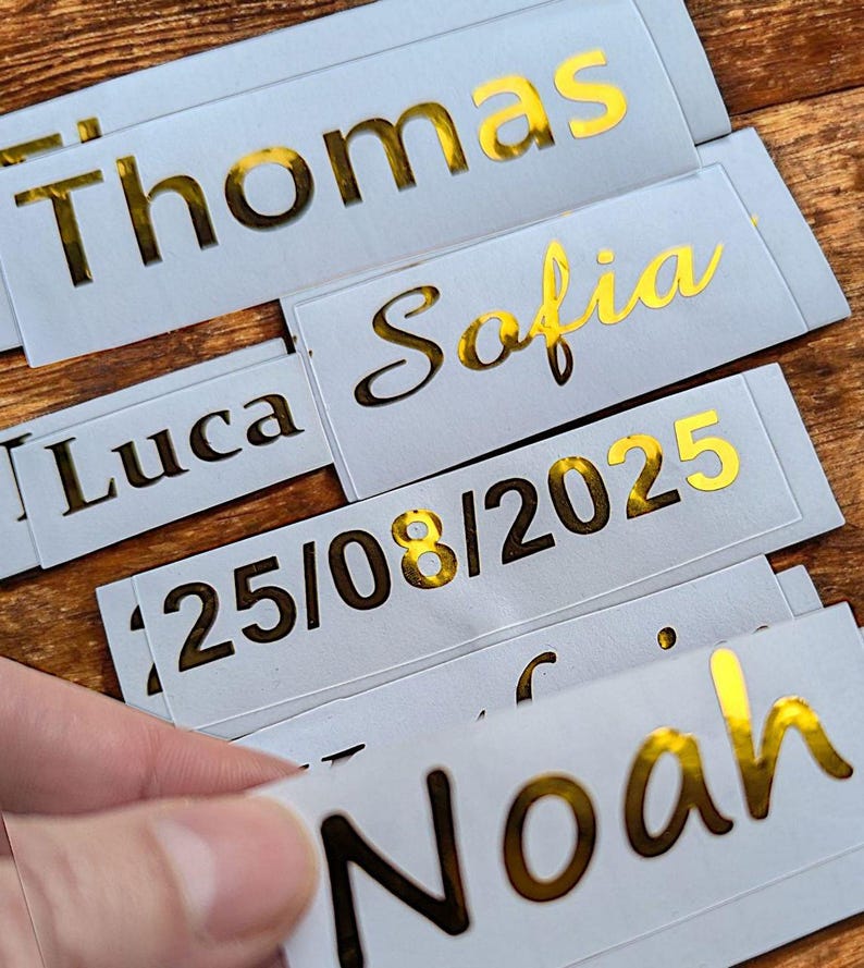 Personalized Gold Vinyl Name Stickers, Party Decor - Etsy