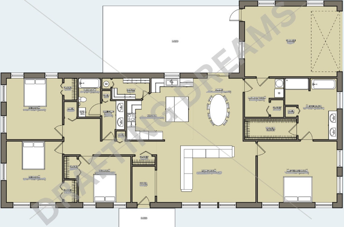 Custom Premade 4BEDROOM Plan, Custom Tiny House Floor Plan, House Floor ...
