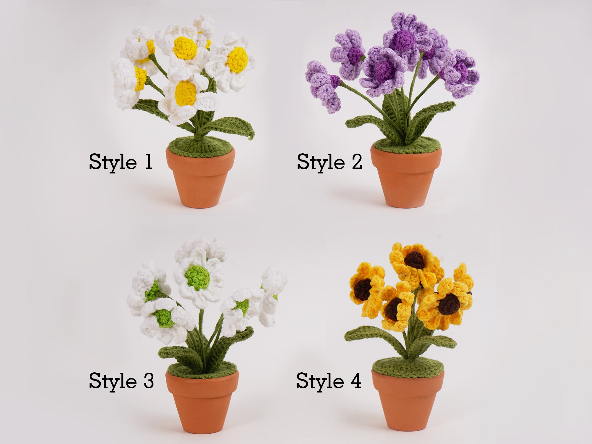 Mini Crochet Daisy Flower Pot,crochet Daisy in Pot,crochet Flowers Pot ...