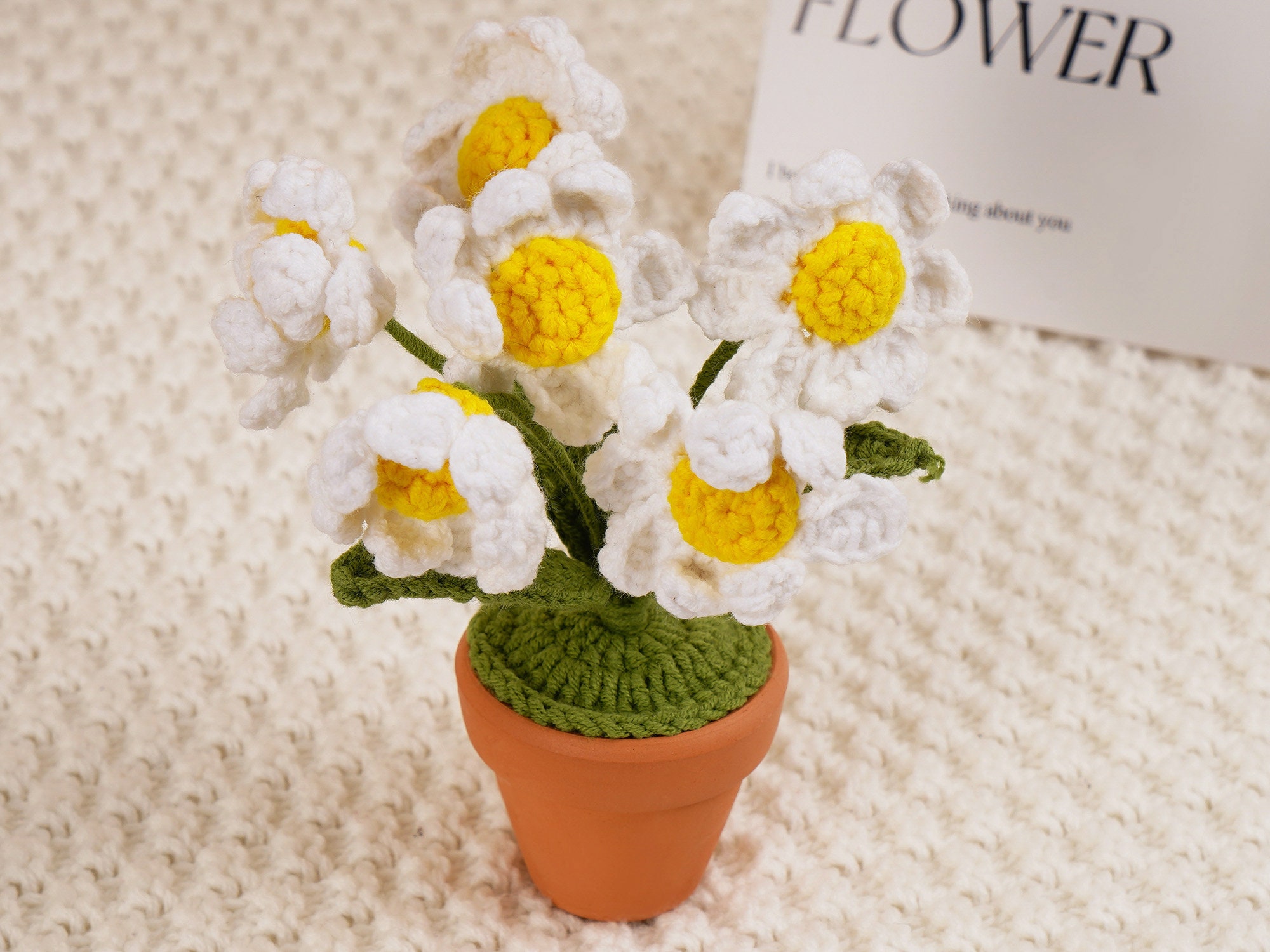 Mini Crochet Daisy Flower Pot,crochet Daisy in Pot,crochet Flowers Pot ...