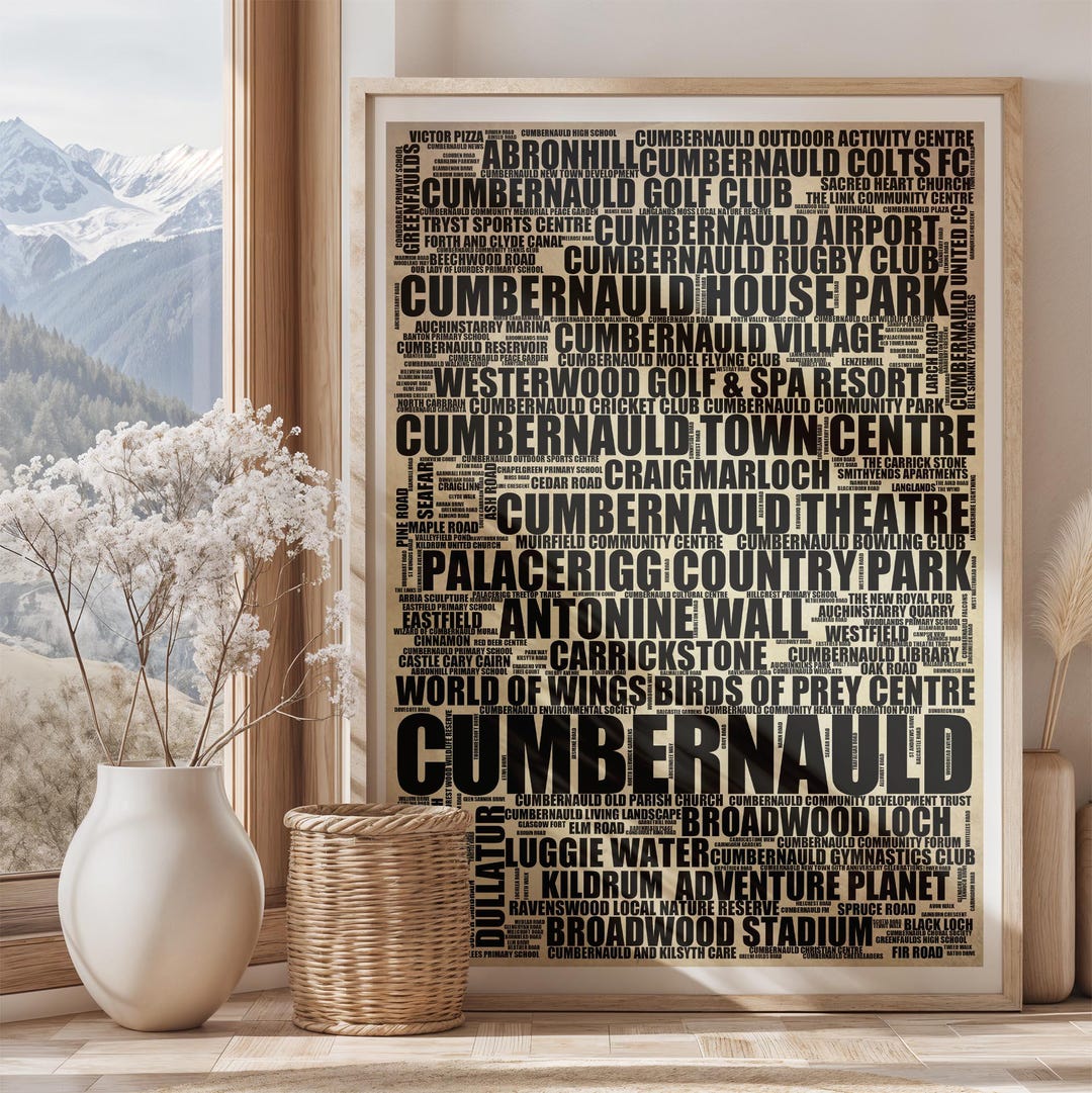 Cumbernauld Landmarks Art Print: Typographic Culture Gift - Etsy