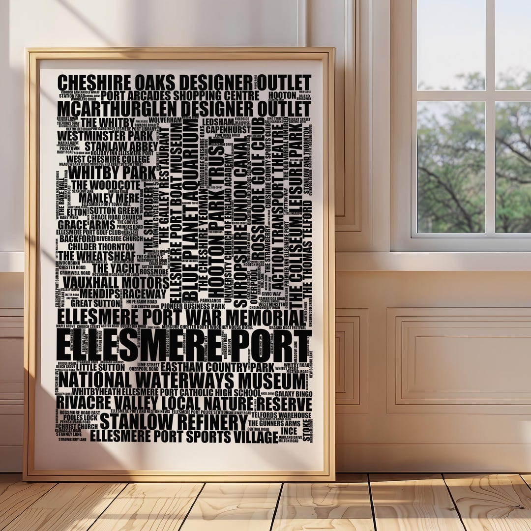 Ellesmere Port Landmarks Art Print: Typographic Culture Gift - Etsy