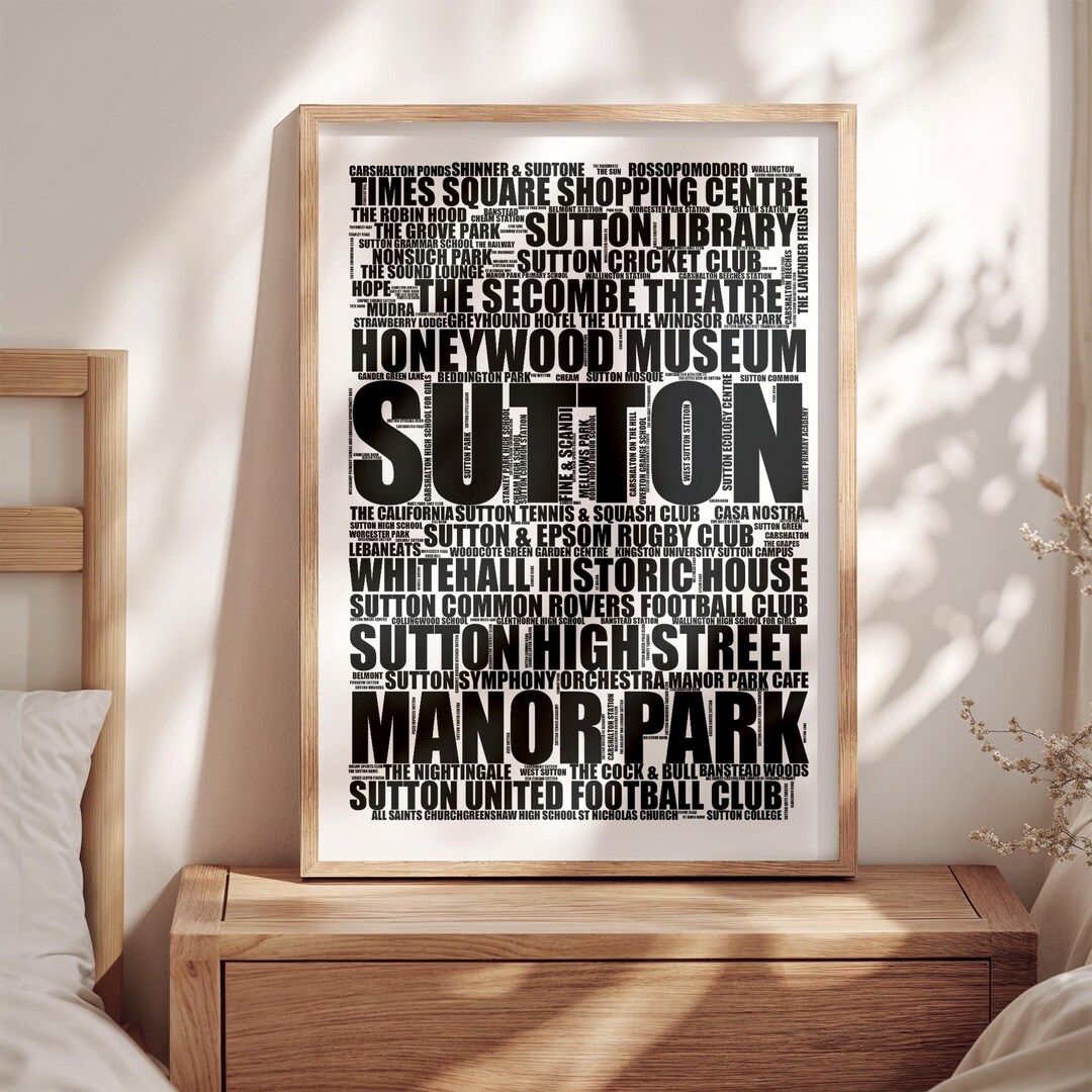 Sutton Landmarks & Culture: Premium Typographic Art Print Gift - Etsy UK