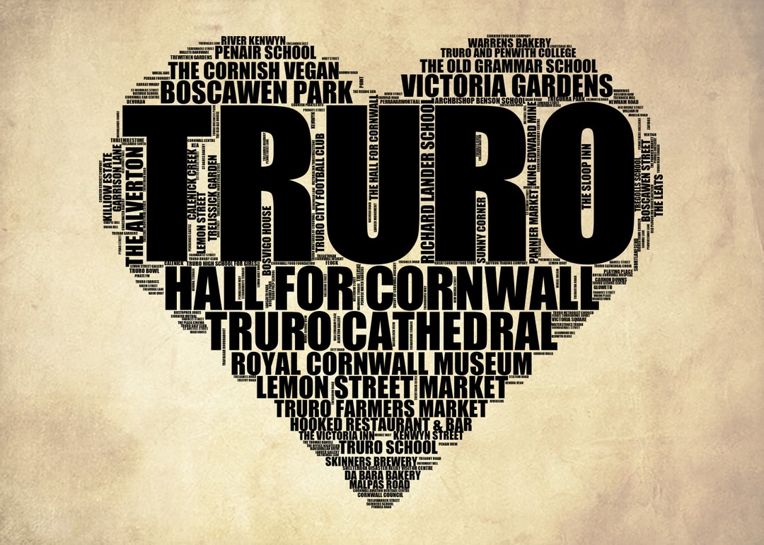 Truro Landmarks & Culture: Premium Typographic Art Print - Etsy