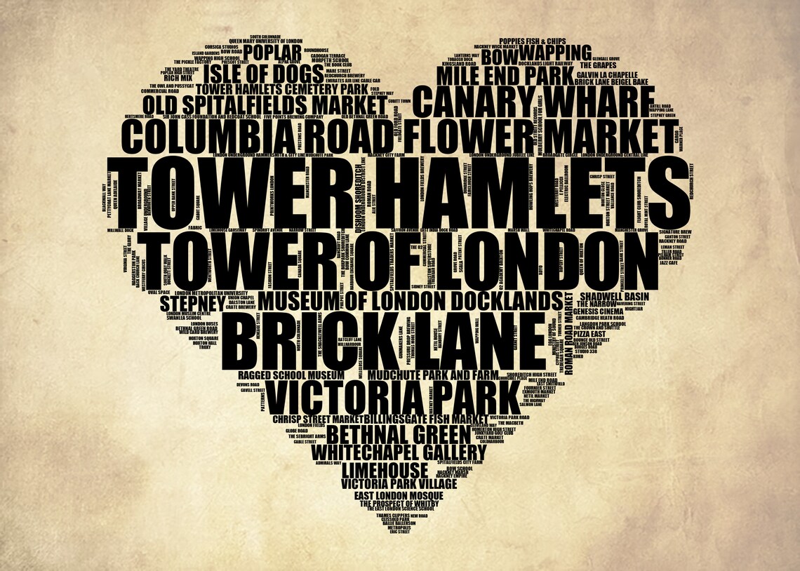 Tower Hamlets Landmarks & Culture: Premium Typographic Art Print - Etsy UK