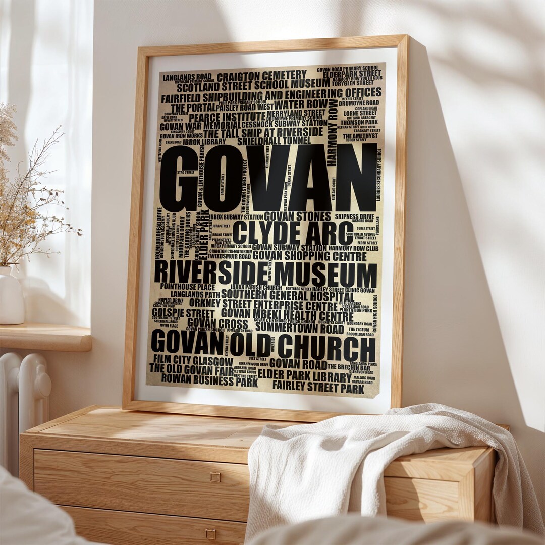 Govan Landmarks Typographic Art Print: Scotland Culture Gift - Etsy UK