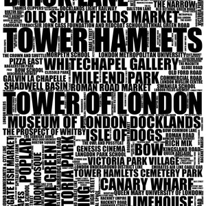 Tower Hamlets Landmarks & Culture: Premium Typographic Art Print - Etsy UK