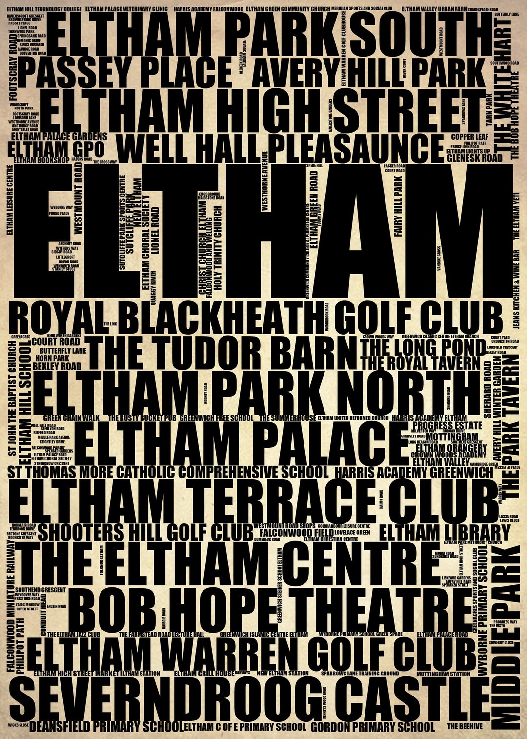 Eltham Landmarks & Culture: Premium Typographic Art Print - Etsy UK