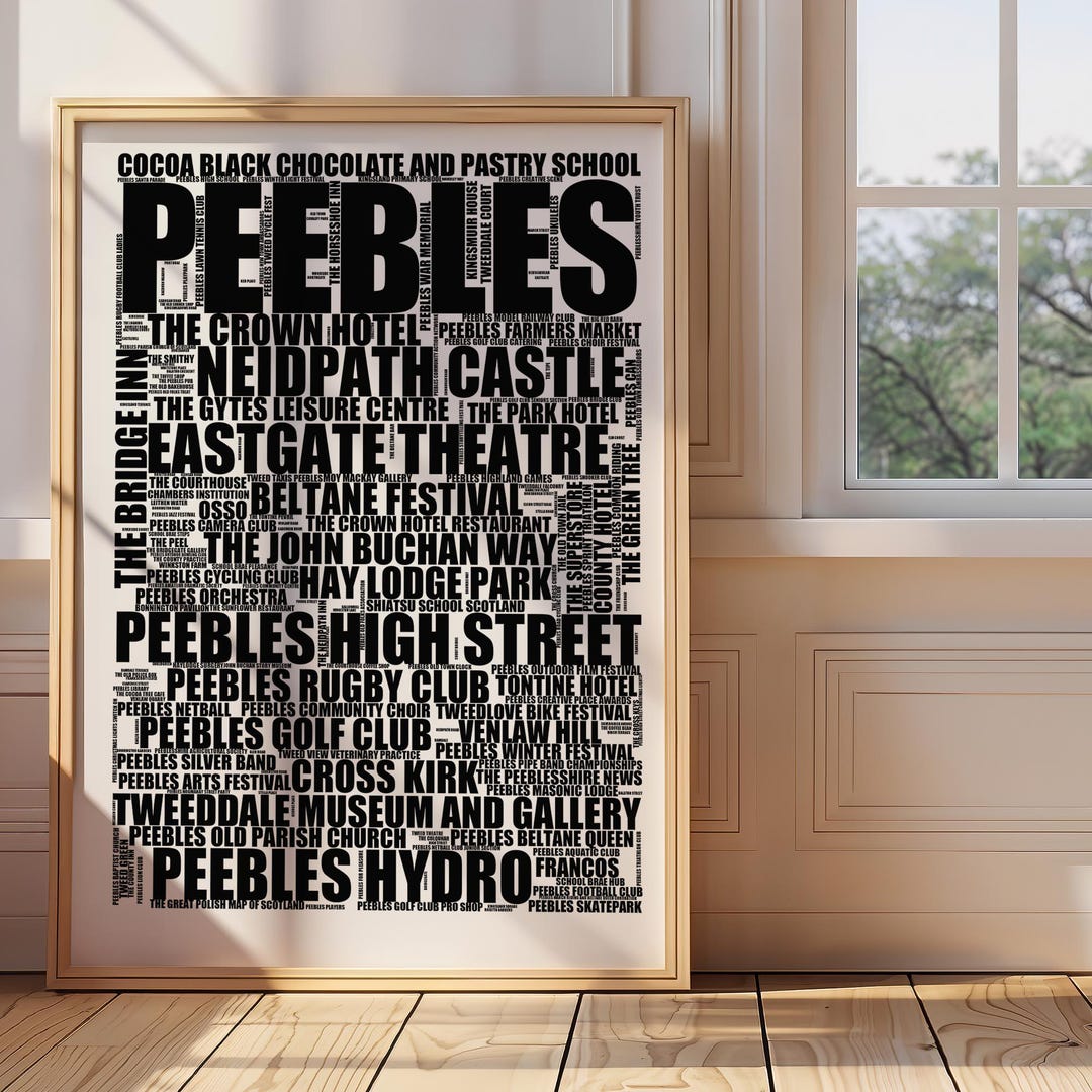 Peebles Scotland Landmarks Art Print: Typographic Culture Gift - Etsy