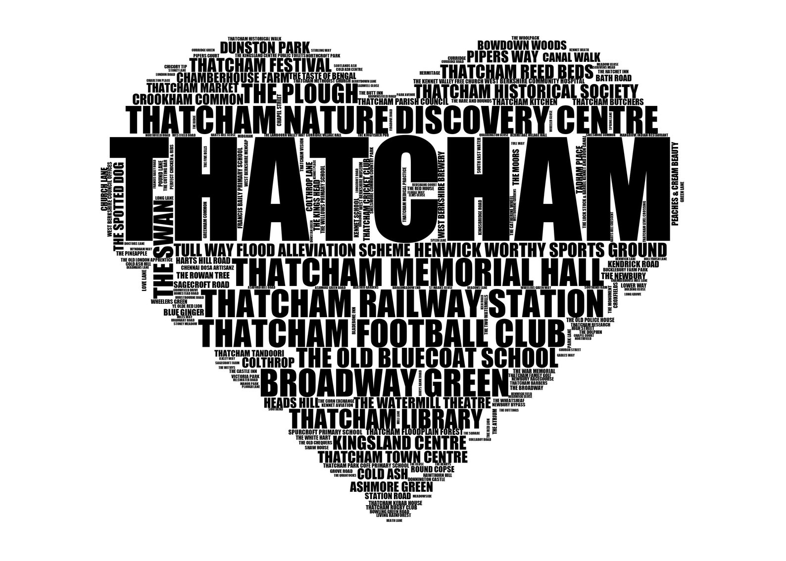 Thatcham Landmarks & Culture: Premium Typographic Art Print - Etsy UK