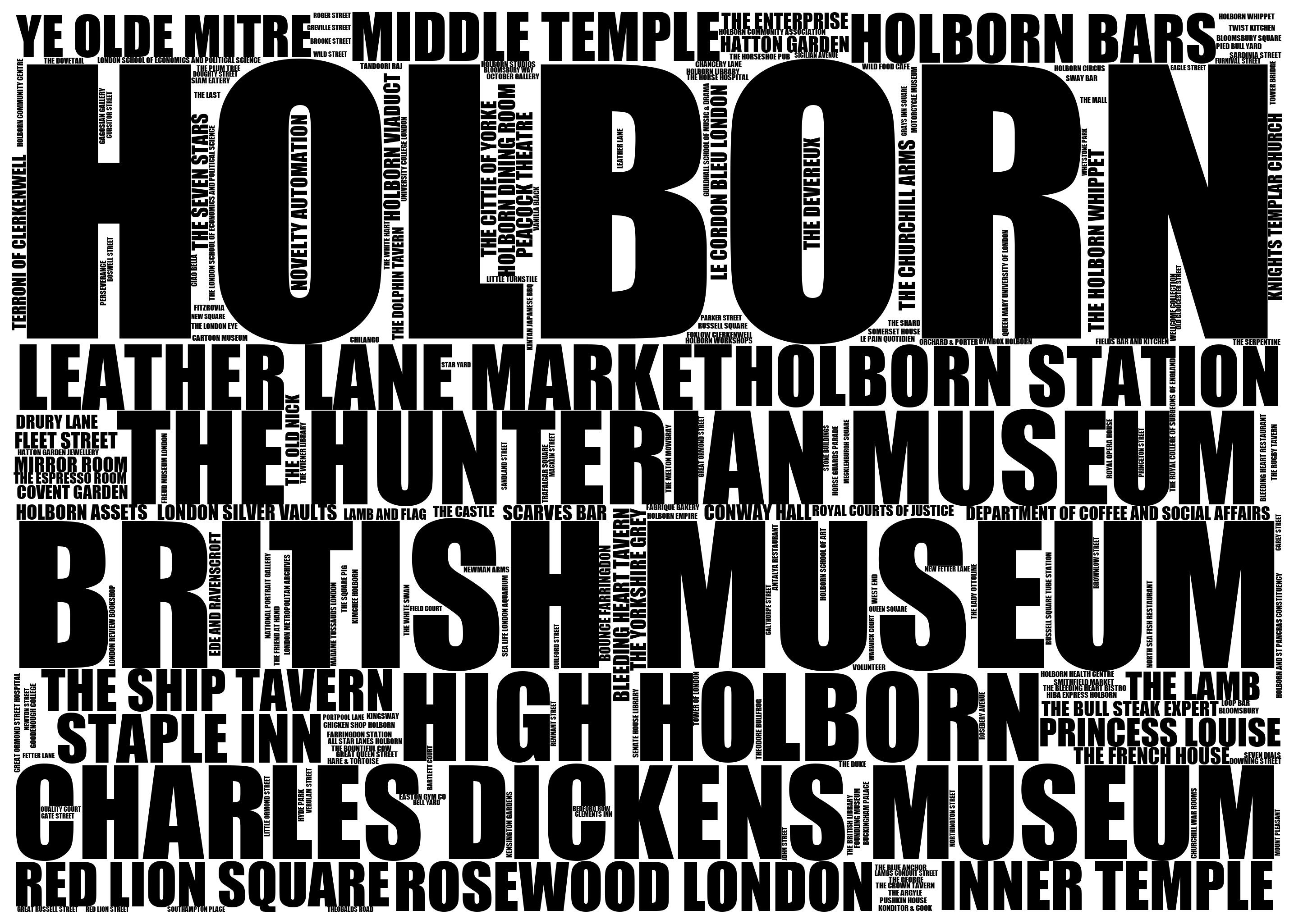 Holborn Landmarks & Culture: Premium Typographic Art Print - Etsy UK