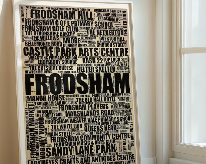 Frodsham Illustrated Map, Square Art Print, Cheshire Village - Etsy UK