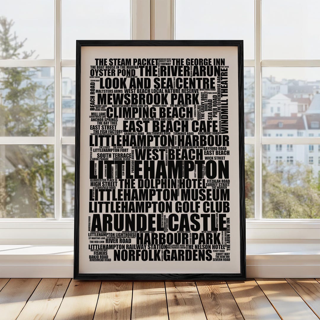 Littlehampton Landmarks Art Print: Typographic Culture Gift - Etsy UK