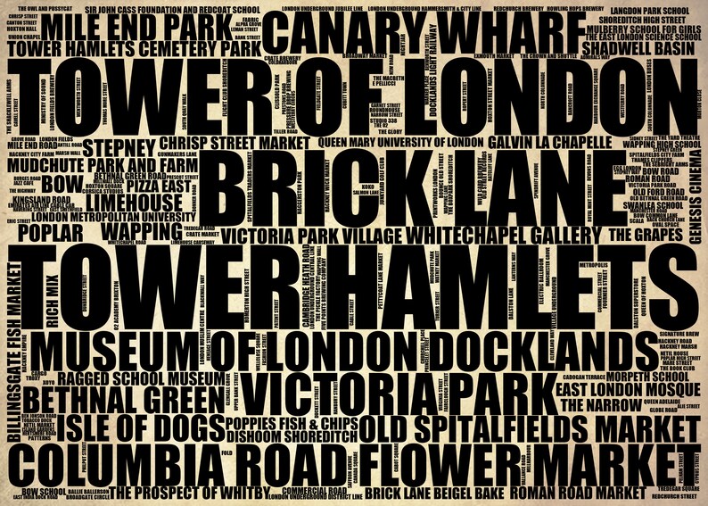 Tower Hamlets Landmarks & Culture: Premium Typographic Art Print - Etsy UK