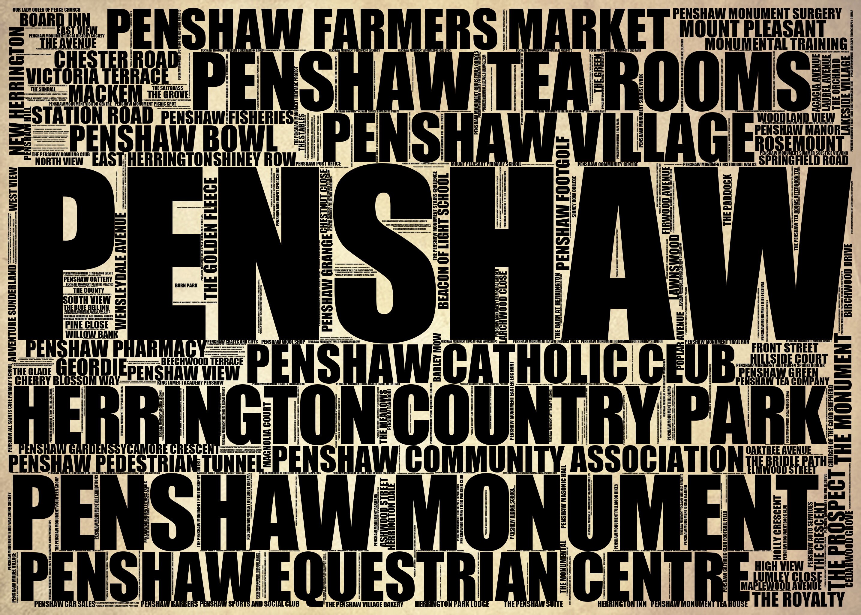Penshaw Landmarks & Culture: Premium Typographic Art Print - Etsy UK