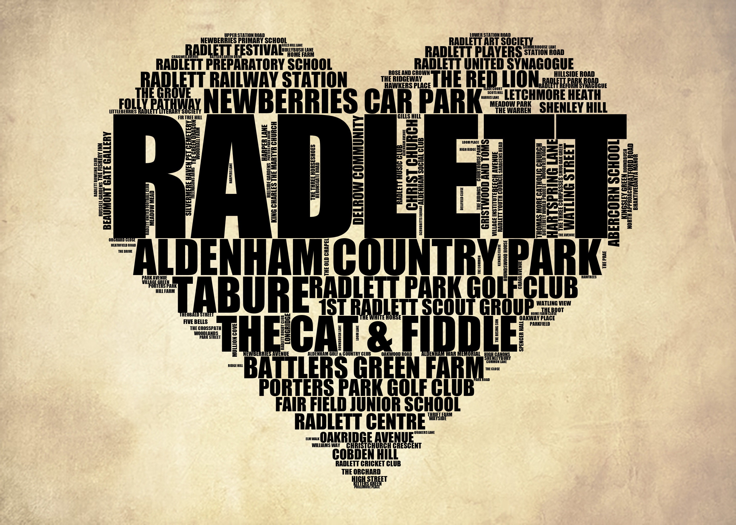 Radlett Landmarks & Culture: Premium Typographic Art Print - Etsy UK