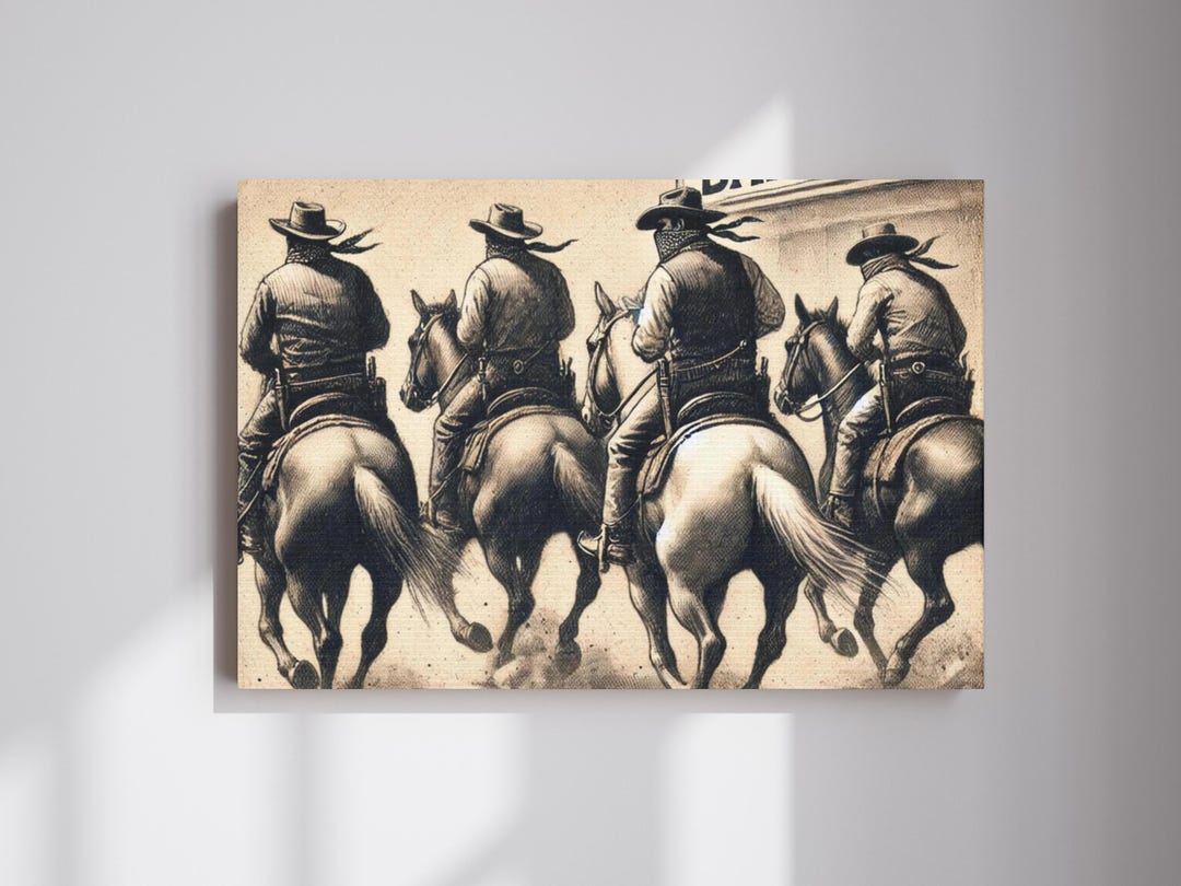 Cowboy Canvas, Wild West Canvas Wall Art, Vintage Canvas Painting, Old ...