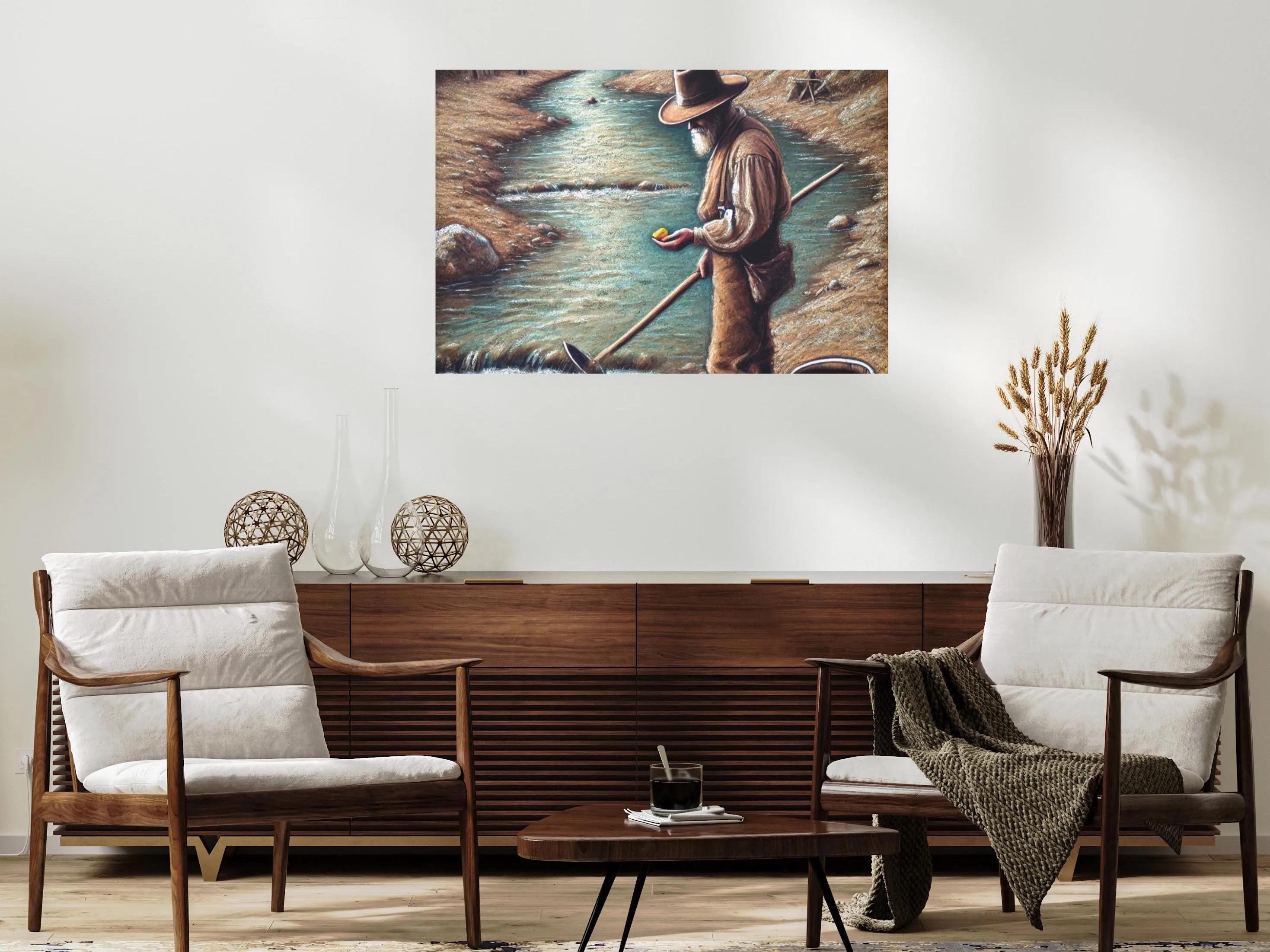 Miners Canvas Print Art, Gold Mining Wall Art, Countryside Miners ...