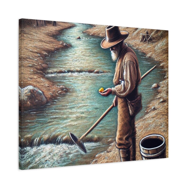 Miners Canvas Print Art, Gold Mining Wall Art, Countryside Miners ...
