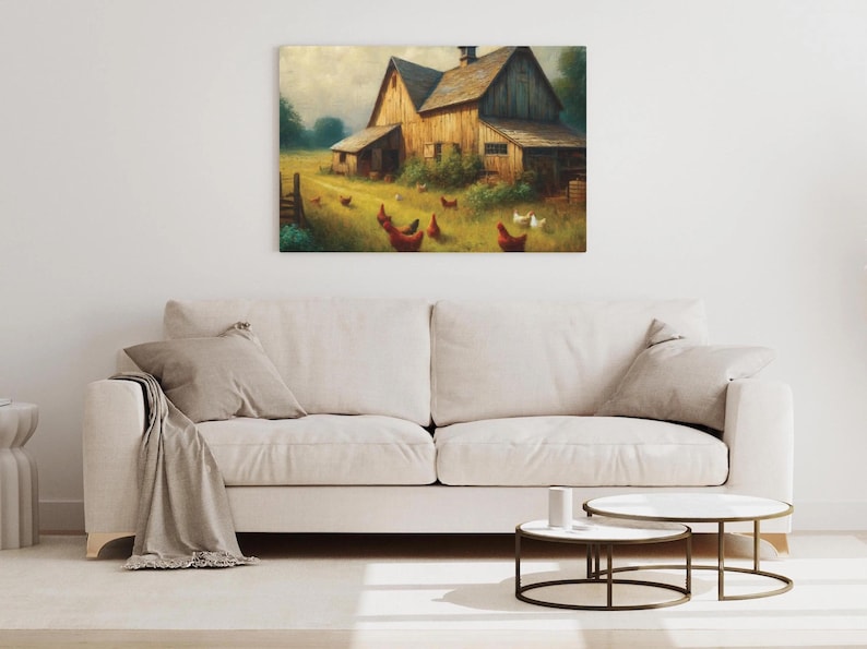 Barnyard Animals Countryside Canvas Wall Art, Farmhouse Canvas Rustic ...