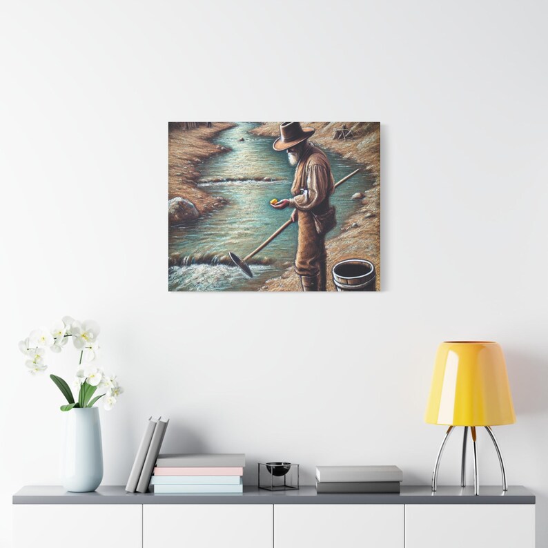 Miners Canvas Print Art, Gold Mining Wall Art, Countryside Miners ...