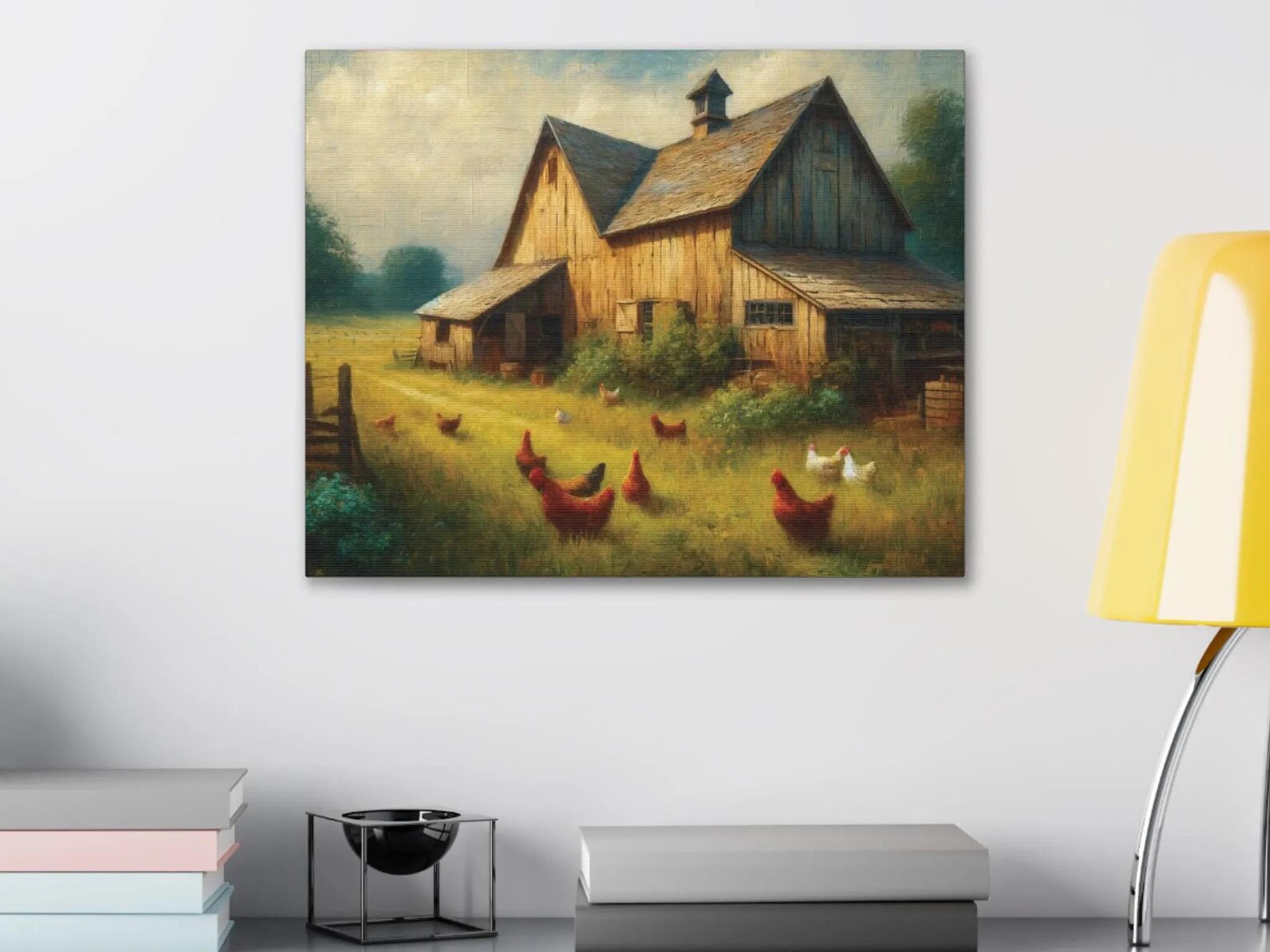 Barnyard Animals Countryside Canvas Wall Art, Farmhouse Canvas Rustic ...