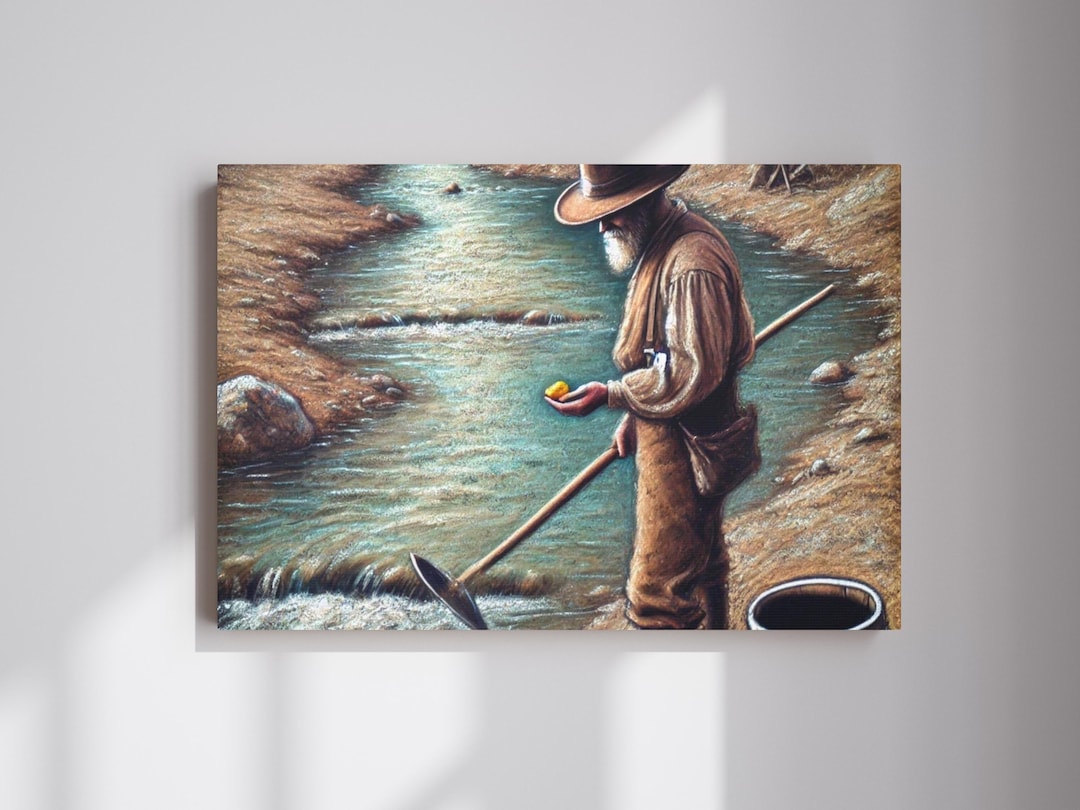 Miners Canvas Print Art, Gold Mining Wall Art, Countryside Miners ...