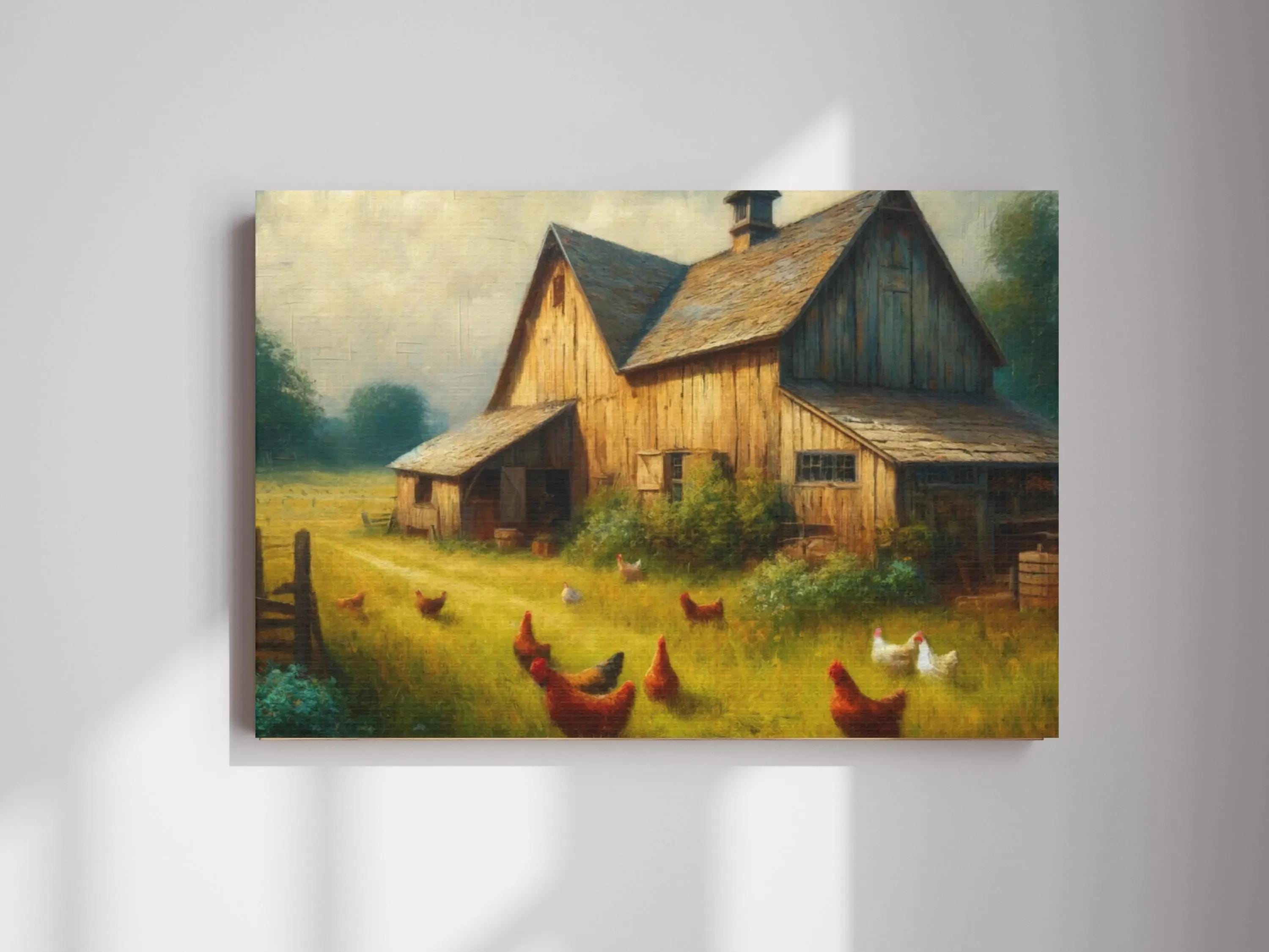 Barnyard Animals Countryside Canvas Wall Art, Farmhouse Canvas Rustic ...