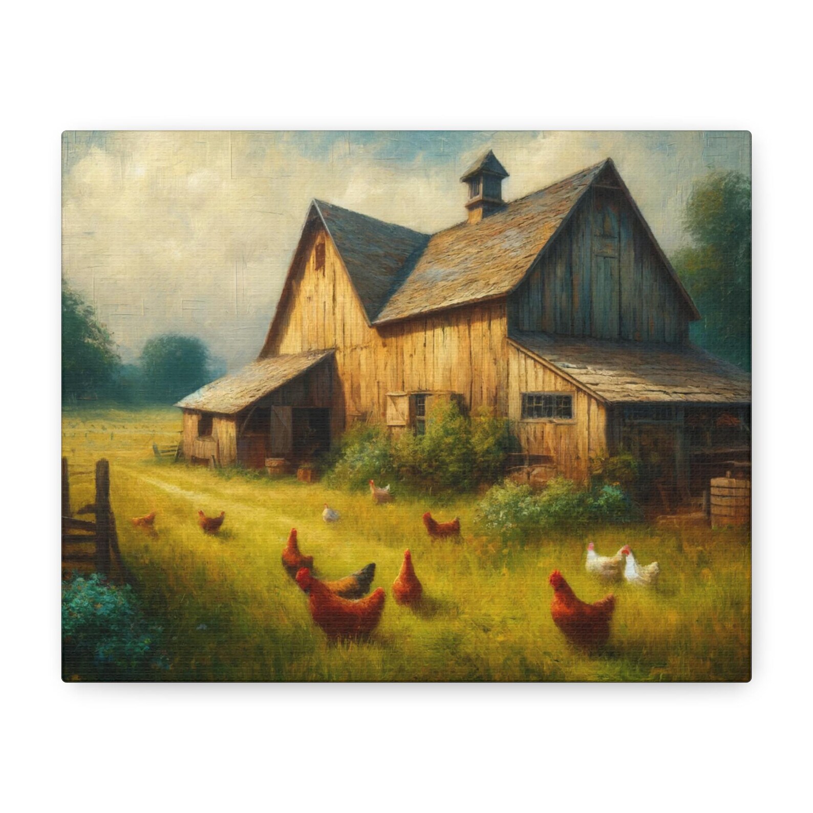Barnyard Animals Countryside Canvas Wall Art, Farmhouse Canvas Rustic ...