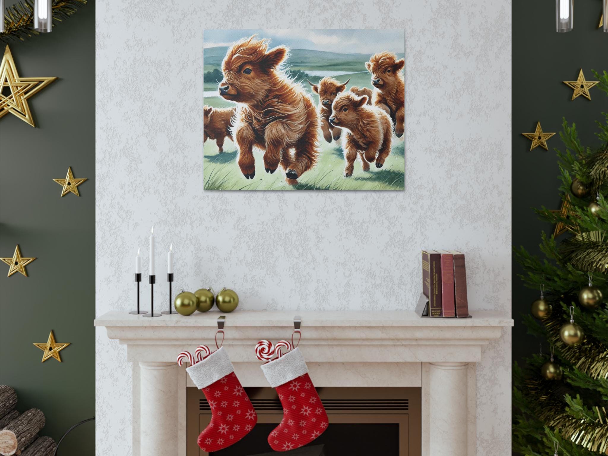 Highland Calves Wall Decor, Farmhouse Wall Decor, Highland Cattle Art ...