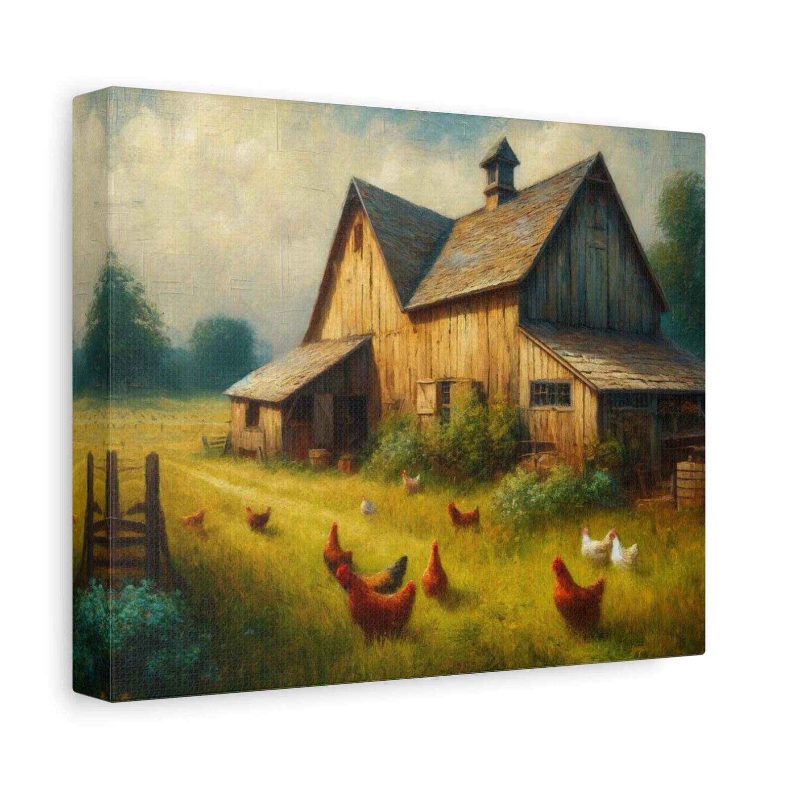 Barnyard Animals Countryside Canvas Wall Art, Farmhouse Canvas Rustic ...