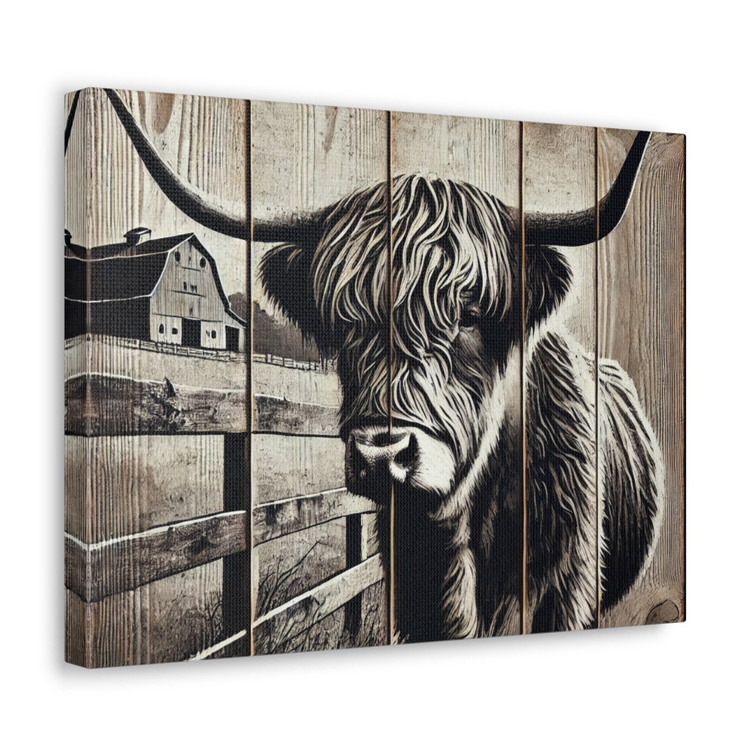 Farmstead Guardian: Highland Pride in Rustic Panels/highland Pride ...