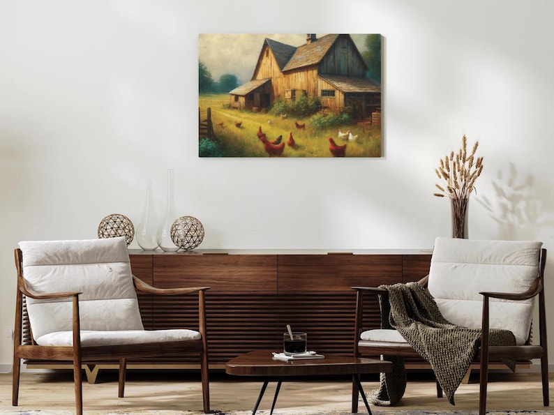 Barnyard Animals Countryside Canvas Wall Art, Farmhouse Canvas Rustic ...