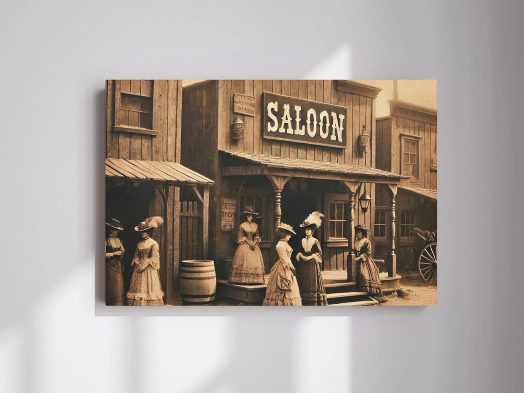 Western Saloon Vintage Canvas Wall Art, Antique Saloon Printable Art ...