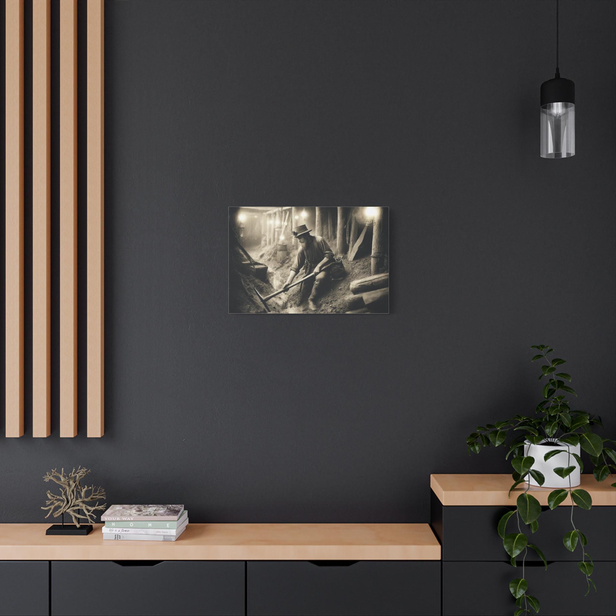 Miners Canvas Wall Art, Historical Mining Scene Wall Art, Western Miner ...