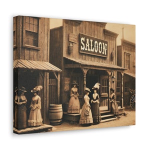 Western Saloon Vintage Canvas Wall Art, Antique Saloon Printable Art ...