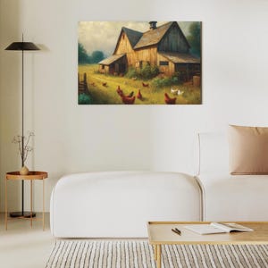 Barnyard Animals Countryside Canvas Wall Art, Farmhouse Canvas Rustic ...