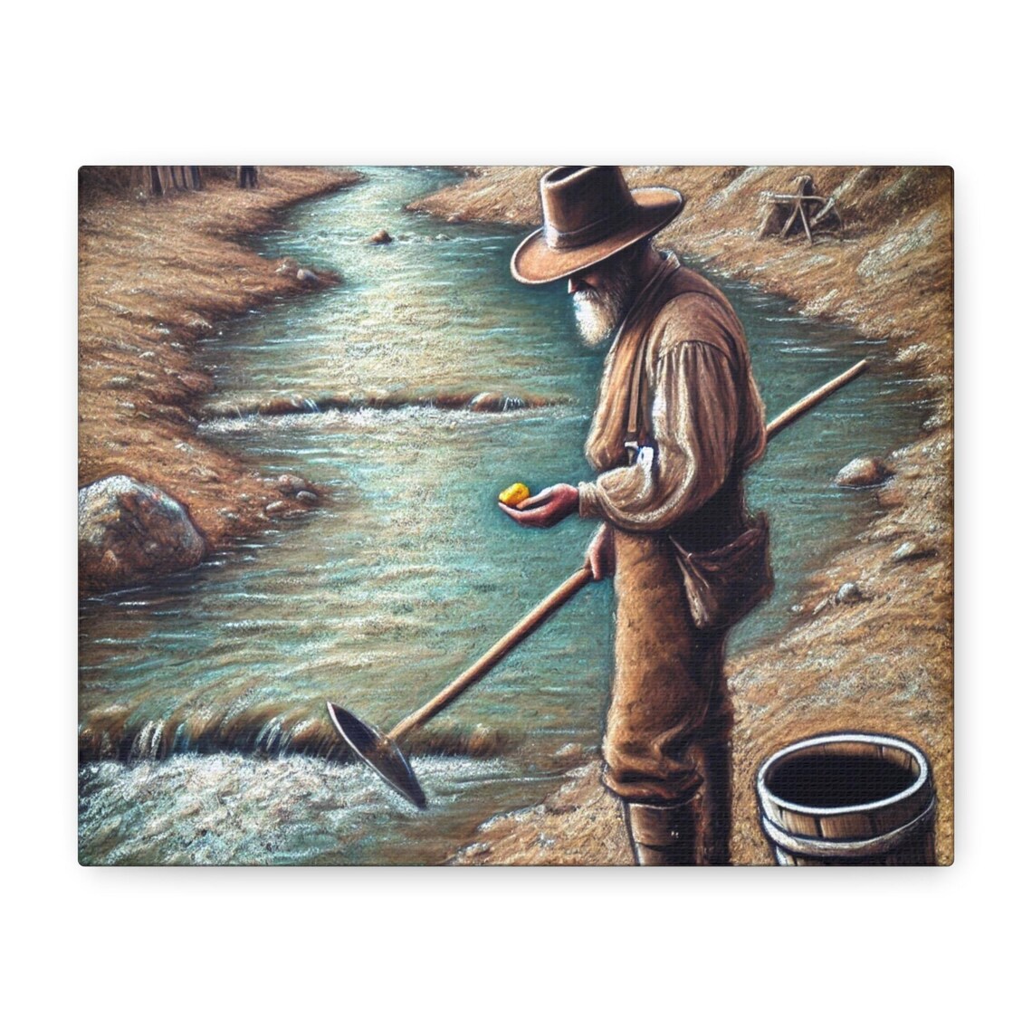 Miners Canvas Print Art, Gold Mining Wall Art, Countryside Miners ...
