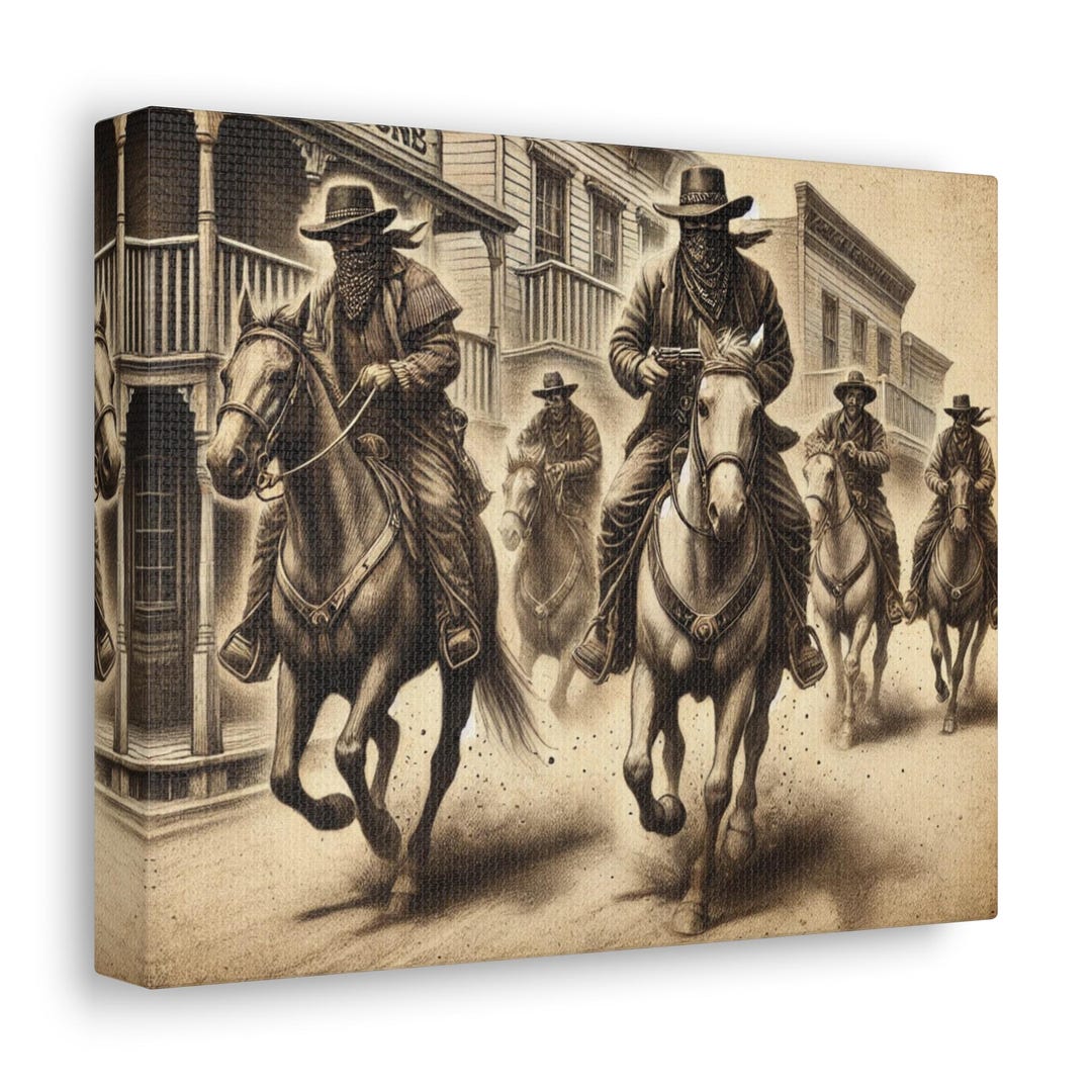Cowboy Canvas, Wild West Canvas Wall Art, Vintage Canvas Painting, Old ...