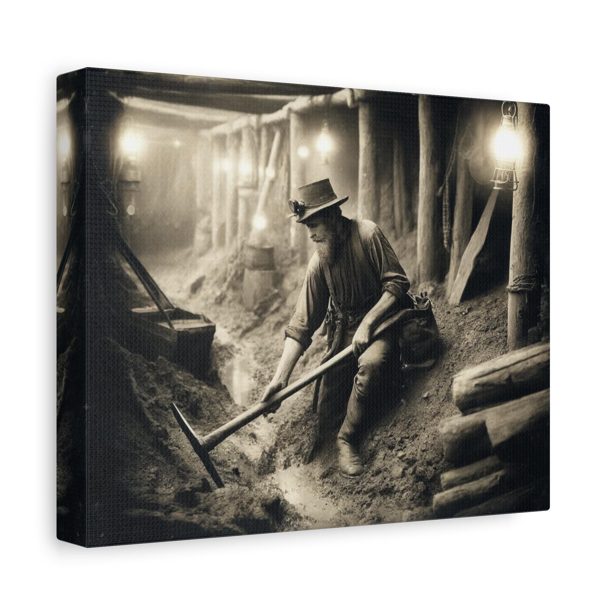 Miners Canvas Wall Art, Historical Mining Scene Wall Art, Western Miner ...