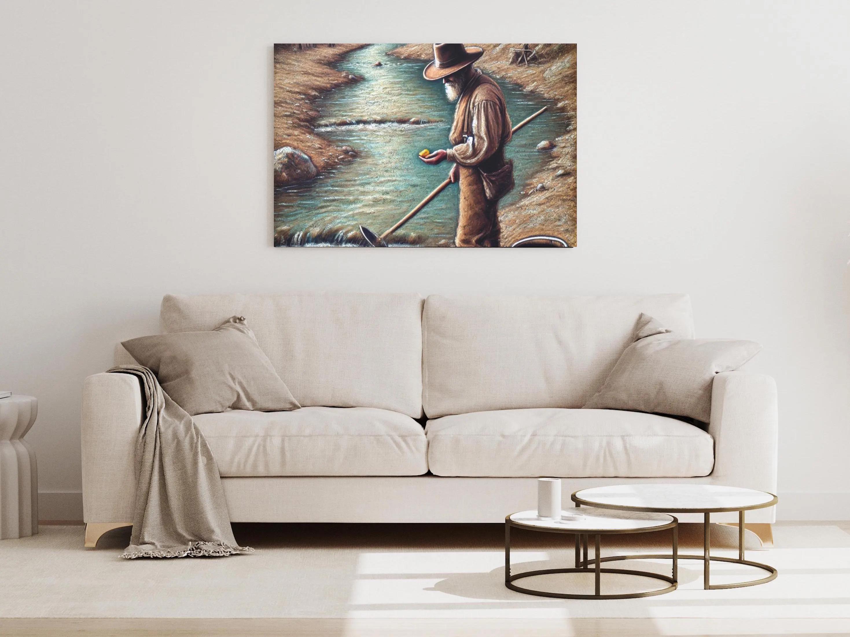 Miners Canvas Print Art, Gold Mining Wall Art, Countryside Miners ...