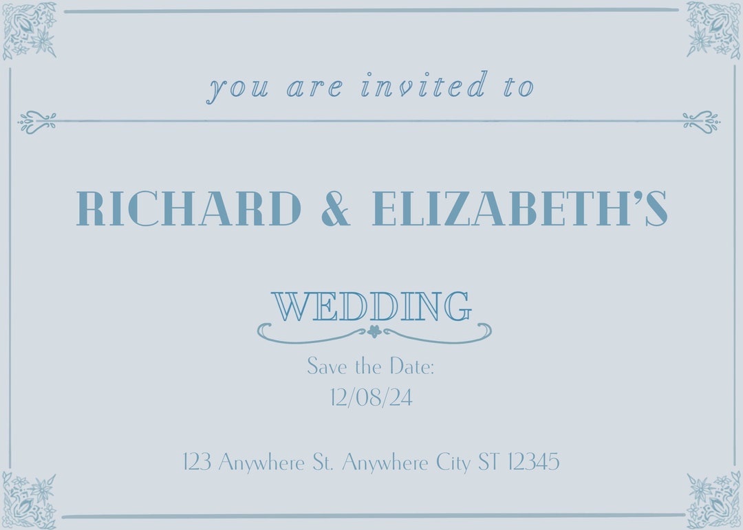 Pastel Blue Wedding Invitation - Etsy