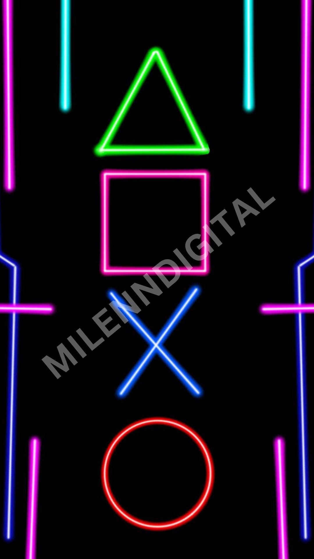 Triangle Circle X and Square Neon Digital Art Phone Wallpaper ...