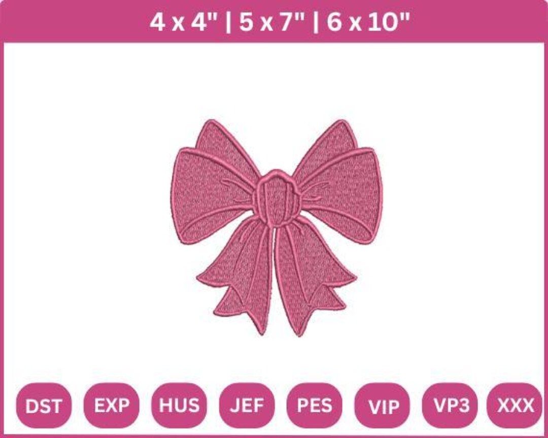 Bow Embroidery Design Digital Pattern, Elegant Coquette Bow Machine ...