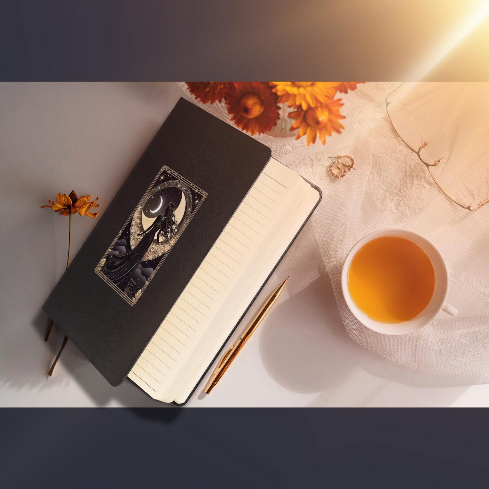 Celestial Goddess Journal - Lined Notebook With Ribbon Bookmark - Etsy