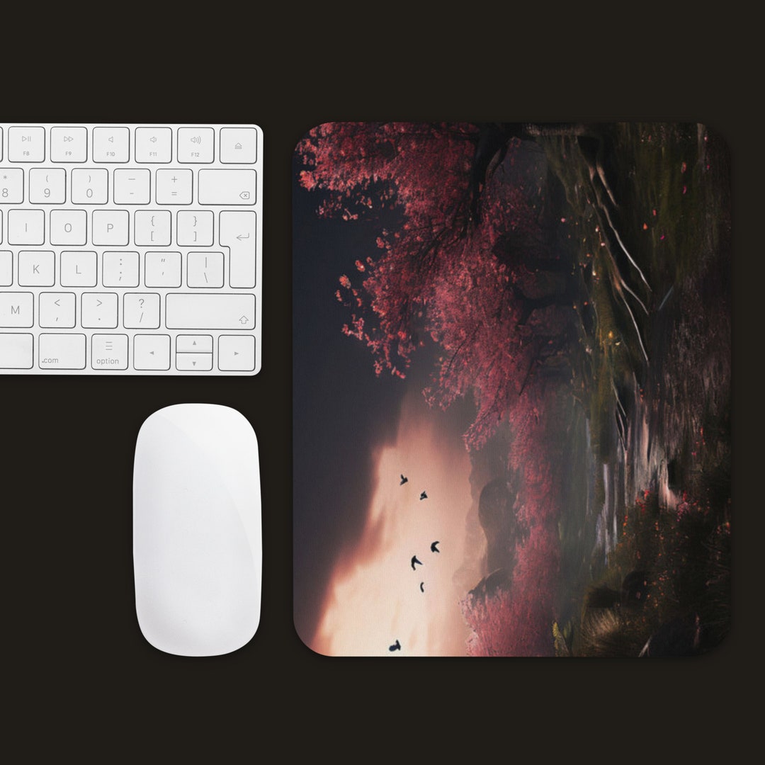 Mouse Pad Moody Dark Academia Aesthetic Cherry Blossom Pink Paradise ...