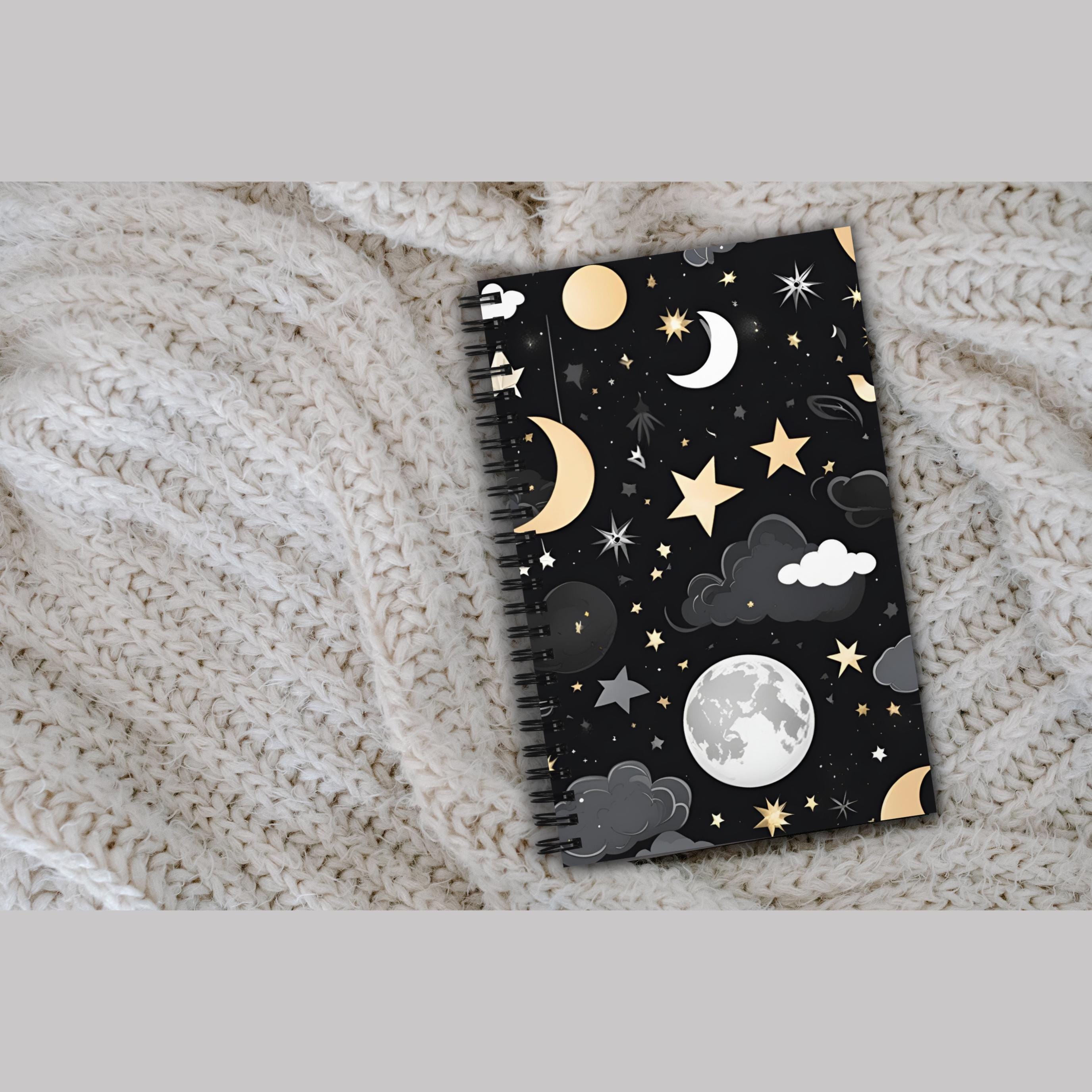 Celestial Spiral Notebook - Moon, Stars & Clouds - Dreamy Journal - Etsy
