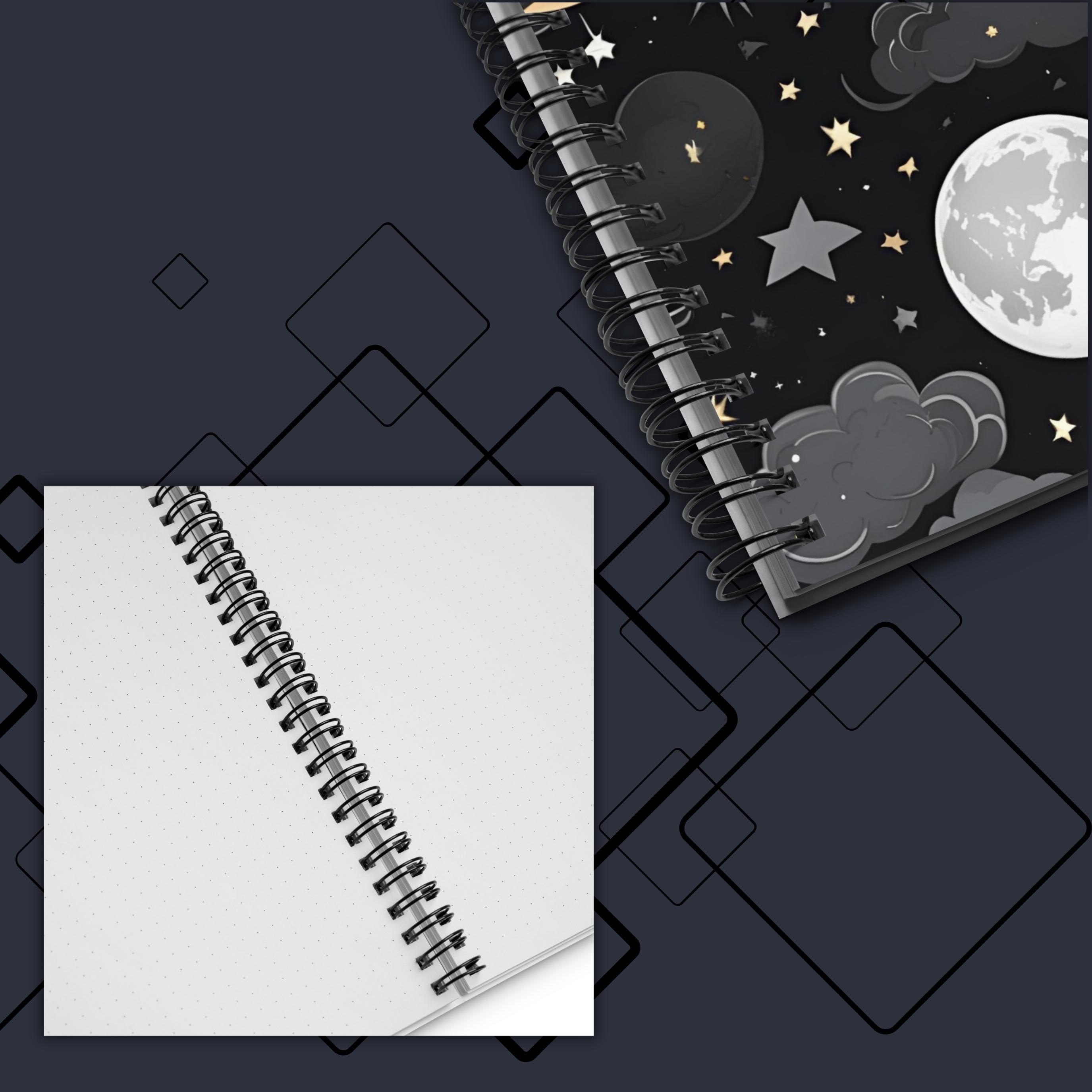 Celestial Spiral Notebook - Moon, Stars & Clouds - Dreamy Journal - Etsy
