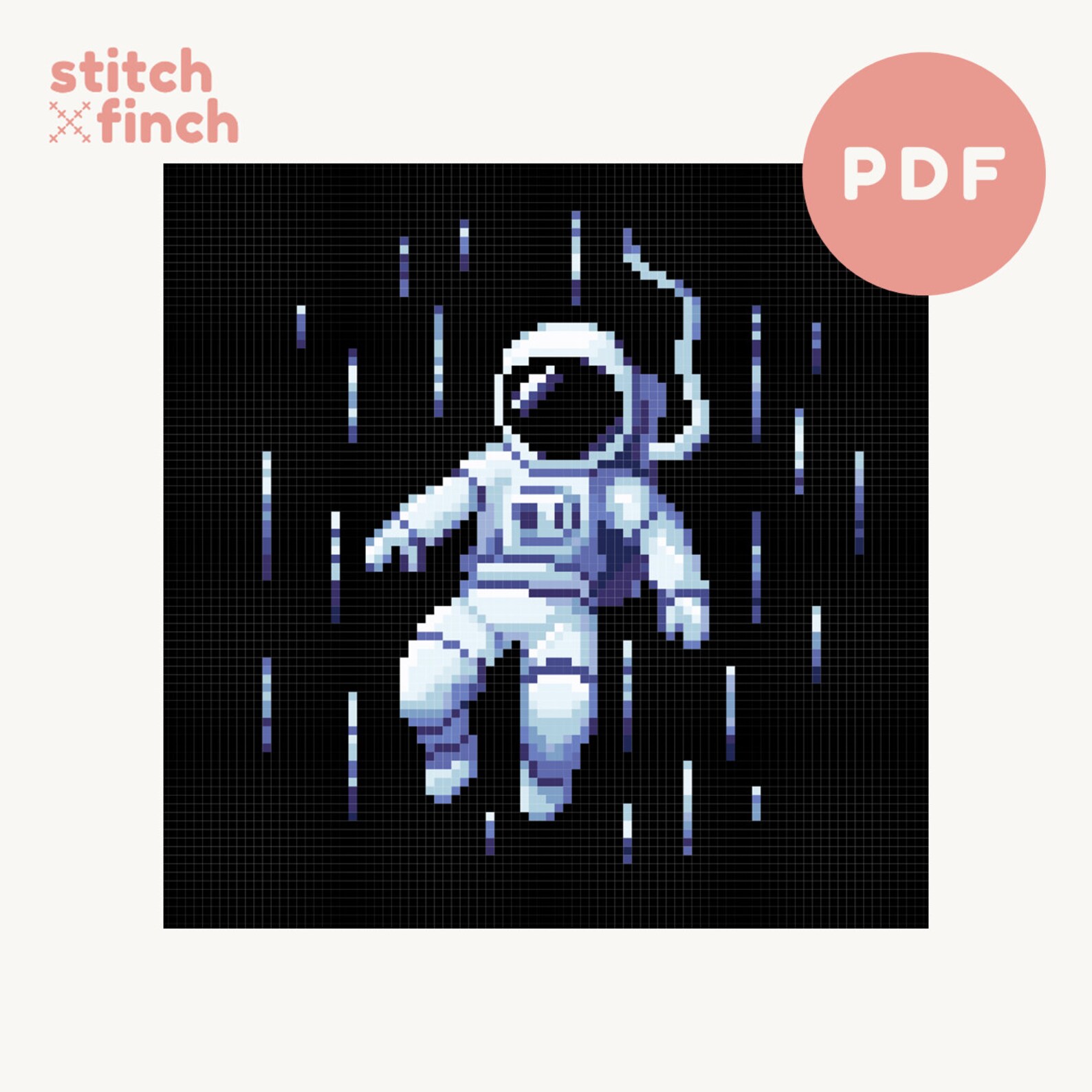 Cute Astronaut Cross Stitch Pattern Astronaut Spaceman in a Black Hole ...